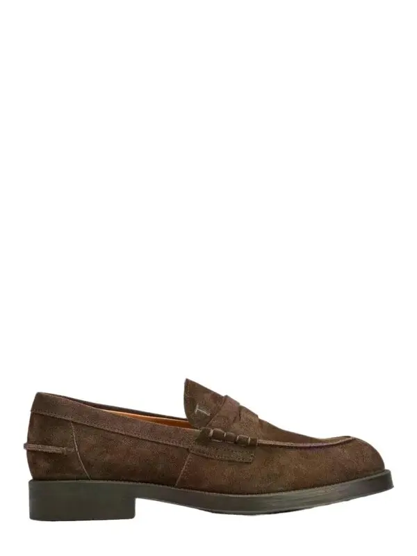TOD'S Suede Penny Slot Loafers - Brown