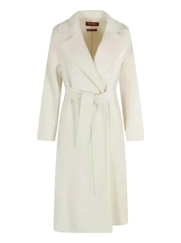 Max Mara Belted Waist Notch Lapel Coat - Neutrals