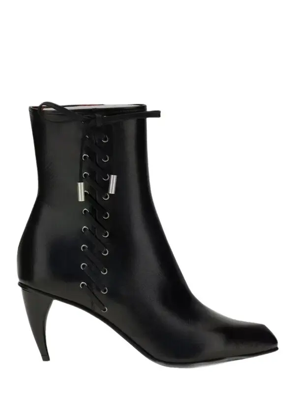 Alexander McQueen Lace-up Leather Ankle Boots - Black