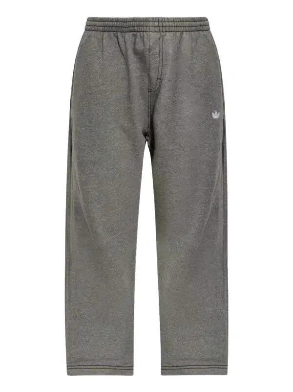 Adidas Logo-embroidered Wide-leg Track Pants - Grey