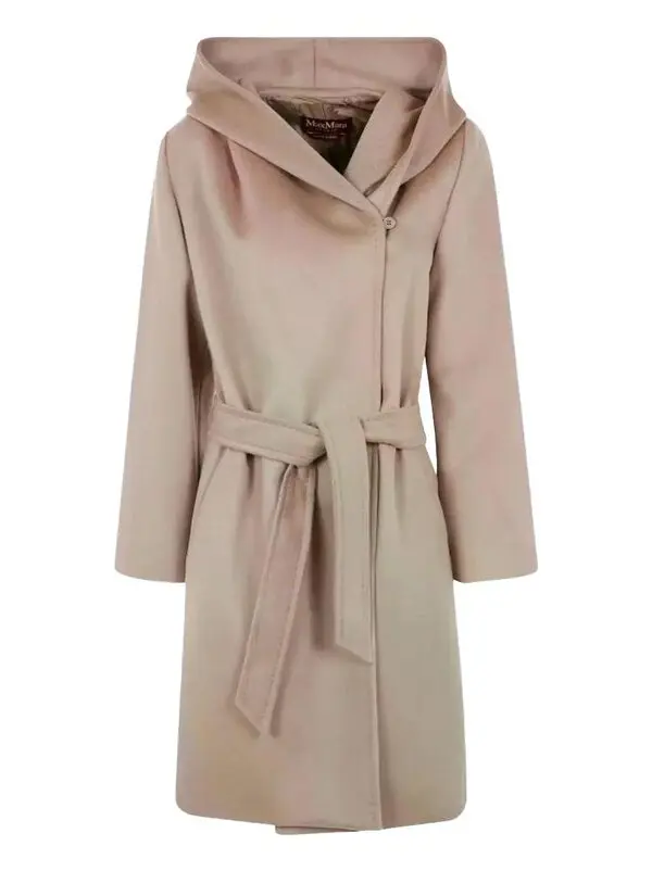Max Mara Belted Hooded Coat - Neutrals