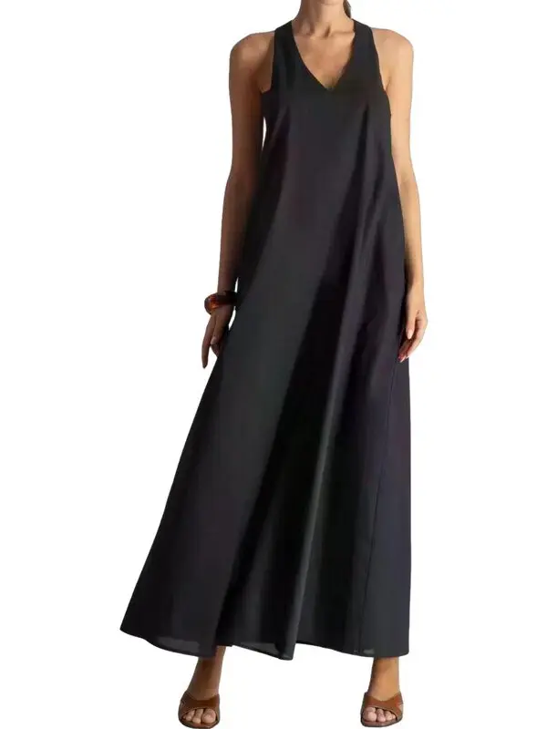 MOUTAKI V-neck Sleeveless Maxi Dress - Black