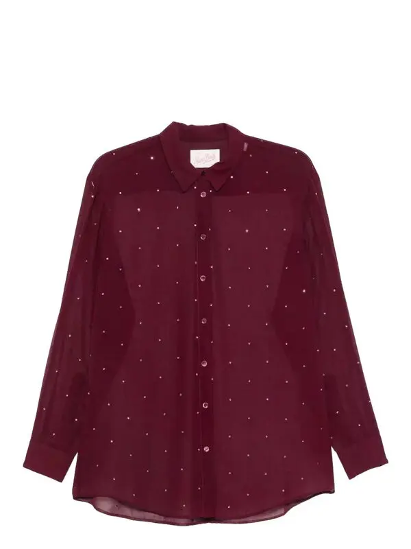 MC2 SAINT BARTH Brigitte Rhinestone Embellished Semi-sheer Shirt - Red