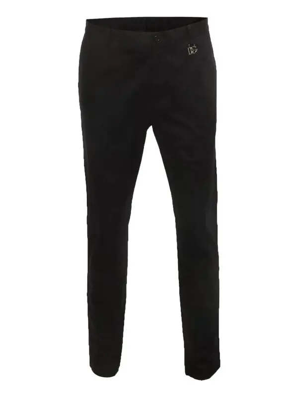 Dolce & Gabbana Gabardine Trousers With Dg Logo Charm - Black