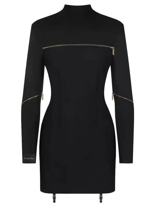 MAISON CLOSE Zip Detail Suspender Strap Dress - Black