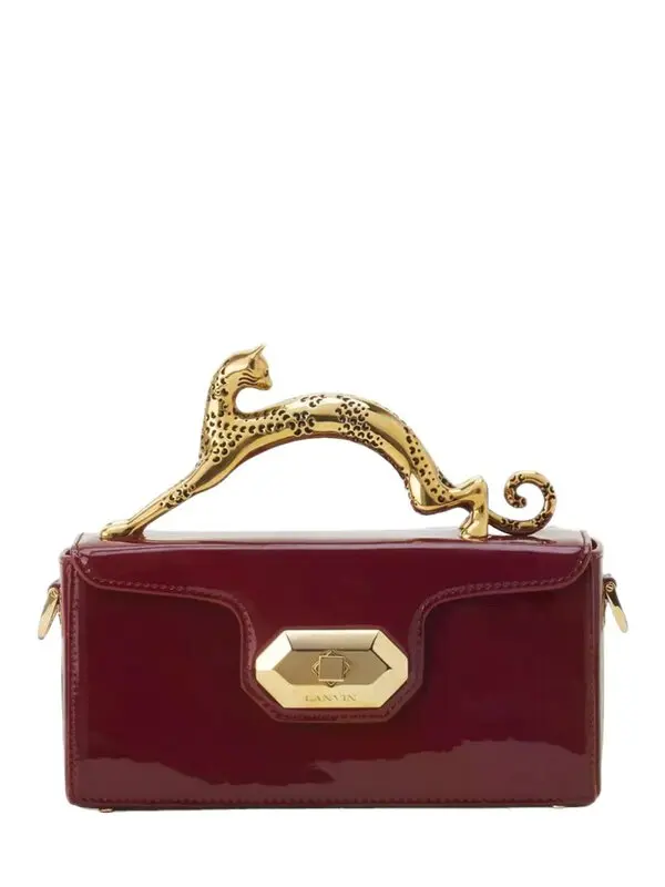 LANVIN Patent Leather Pencil Cat Nano Bag - Red
