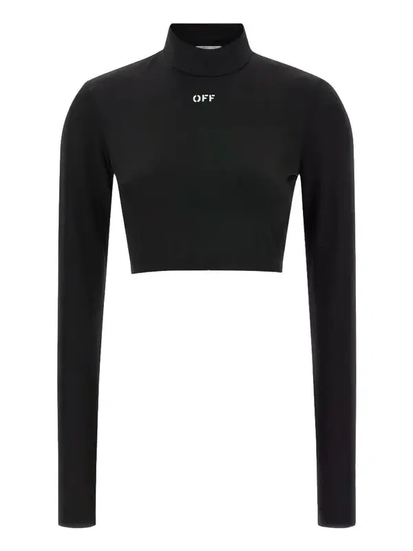 Off-White Off Stamp Cropped Long-sleeve Top - Black