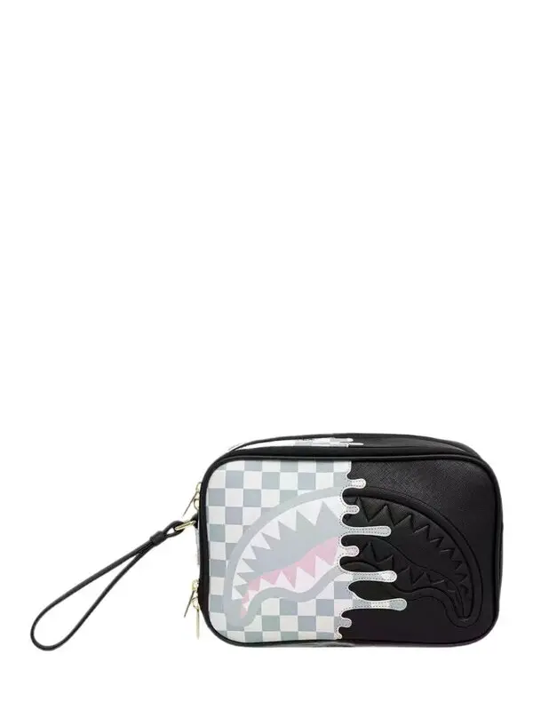 SPRAYGROUND Checkered Shark Saffiano Makeup Bag - Black