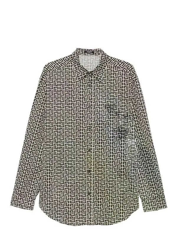 Balmain Monogram-print Button-down Shirt - Black