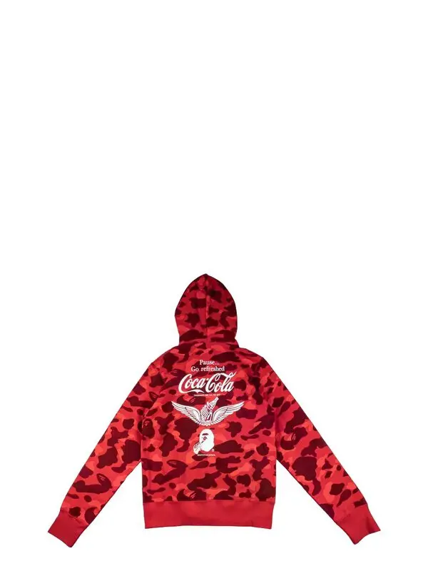 A BATHING APE X Coca-cola Camouflage Print Full Zip Hoodie - Red