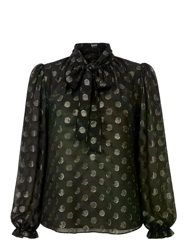 Dolce & Gabbana Polka Dot Pussy-bow Blouse - Black