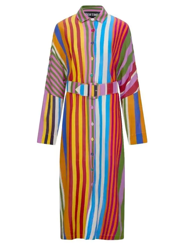 Libertine Tangier-stripe Belted Midi Dress - Pink