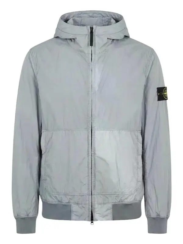 Stone Island Logo Patch Hooded Jacket - Grey
