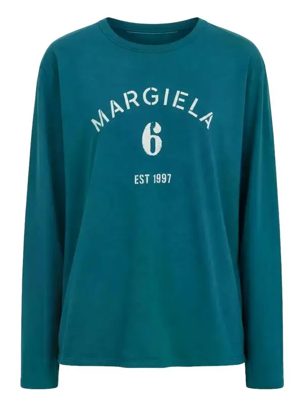 MAISON MARGIELA Logo-print Long-sleeve Sweatshirt - Blue