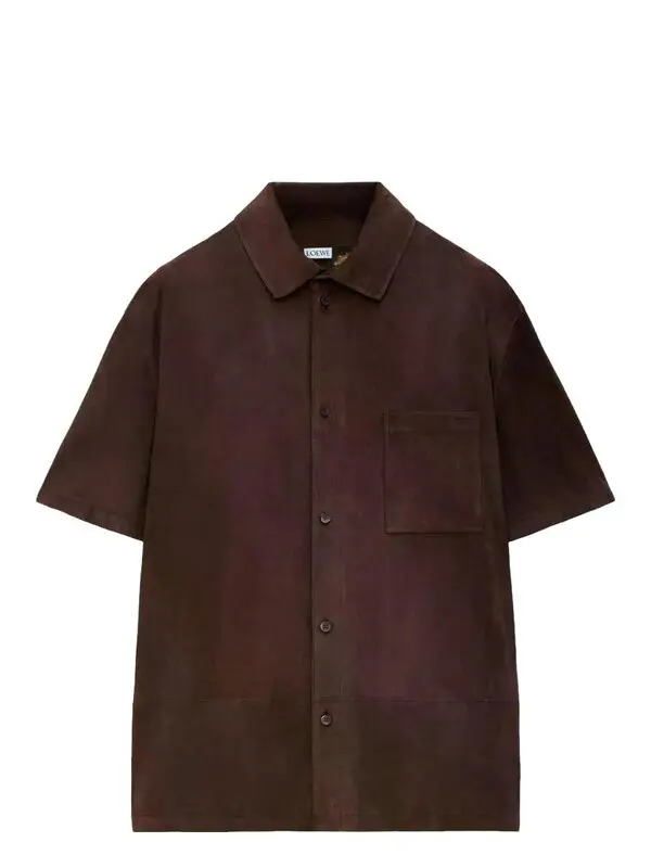 Loewe Debossed-logo Suede Shirt - Brown