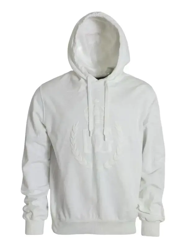 Dolce & Gabbana Embossed Logo Cotton Hoodie - White