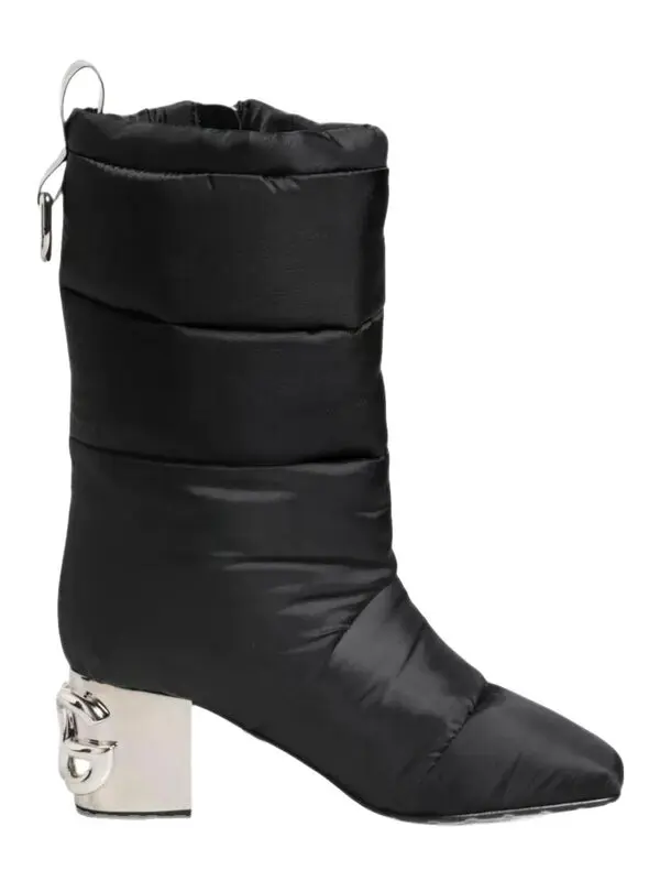 Dolce & Gabbana Padded Mid-calf Boots With Logo Heel - Black