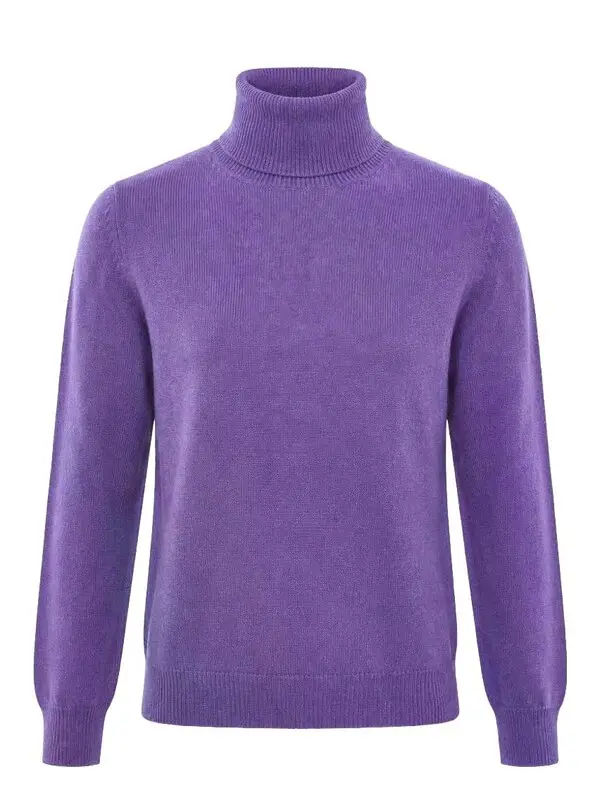 Malo Roll Neck Cashmere Sweater - Purple