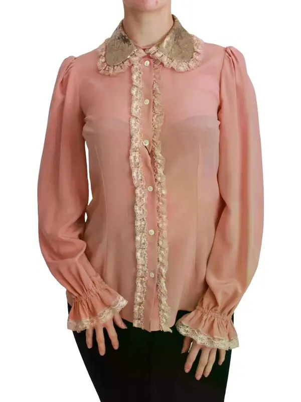 Dolce & Gabbana Sequin-embellished Lace-trimmed Blouse - Pink