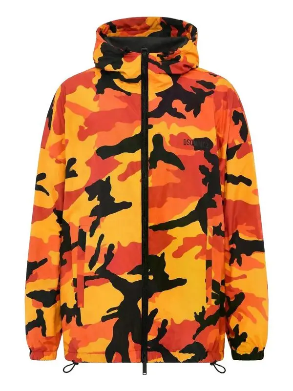 Dsquared2 Camouflage Print Hooded Jacket - Orange
