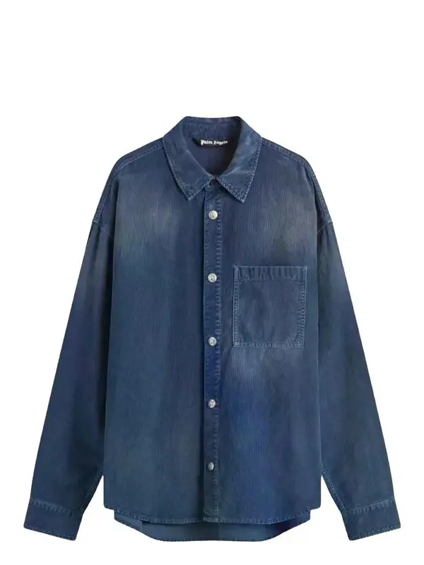 Palm Angels Ribbed-velour Shirt - Blue