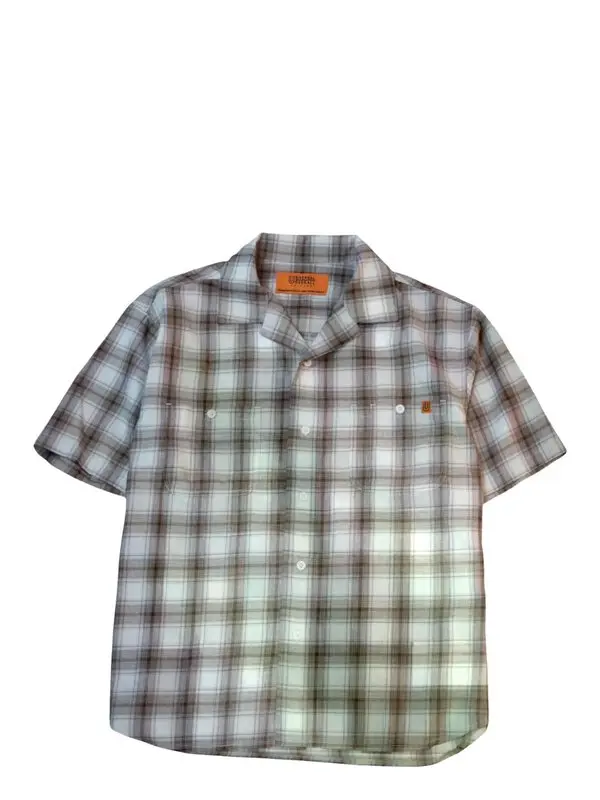 UNIVERSAL OVERALL Ombre-check Open-collar Shirt - Grey