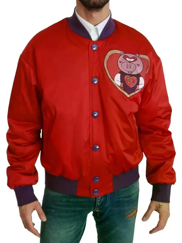 Dolce & Gabbana Satin Year Of The Pig Bomber Jacket - Red