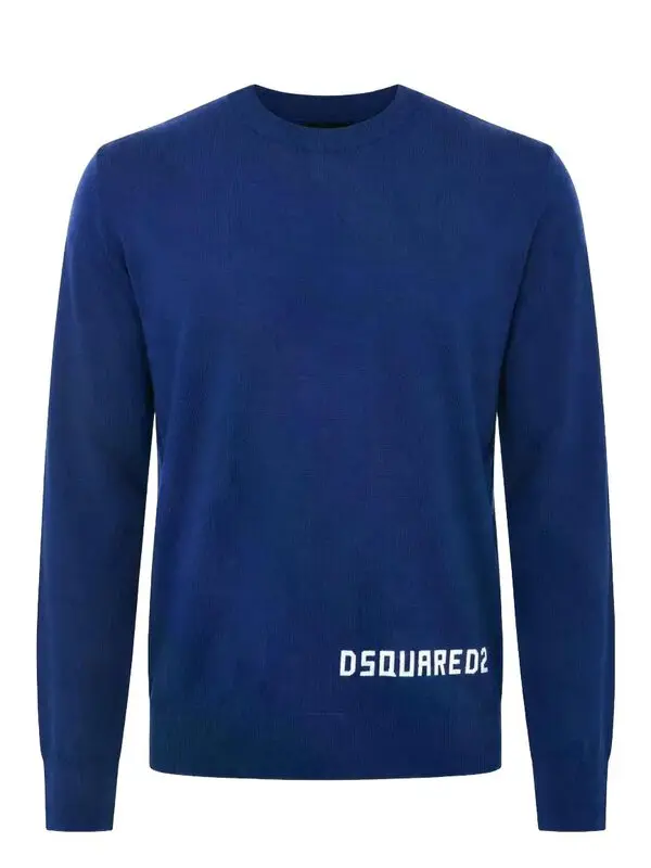Dsquared2 Flocked Logo Crew Neck Sweater - Blue
