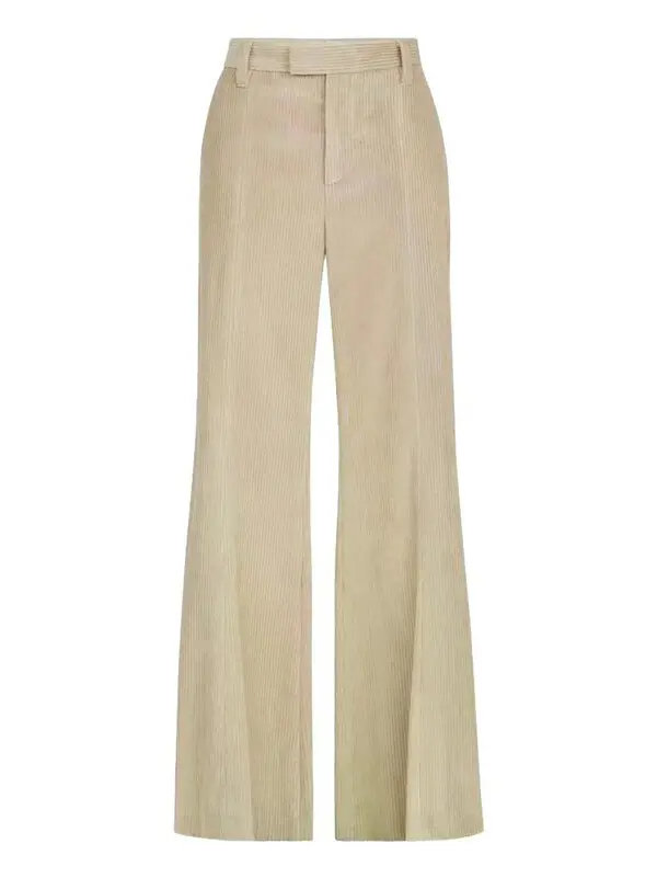 Brunello Cucinelli Cotton Corduroy Wide-flare Trousers With Monili - Neutrals