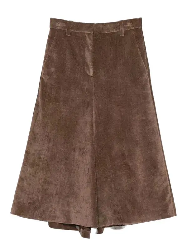 Brunello Cucinelli Corduroy A-line Midi Skirt - Brown