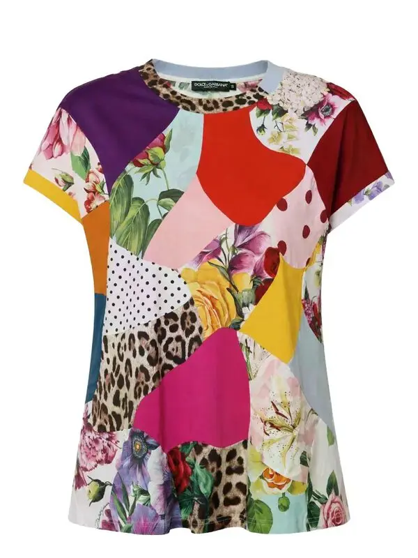 Dolce & Gabbana Patchwork Floral Print T-shirt - Neutrals