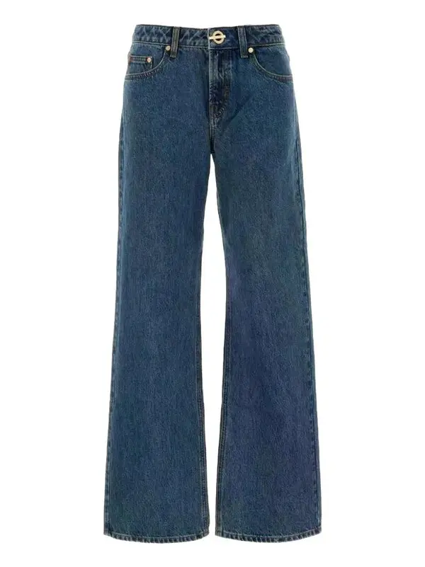 Cult Gaia Rosella Embroidered Wide Leg Jeans - Blue