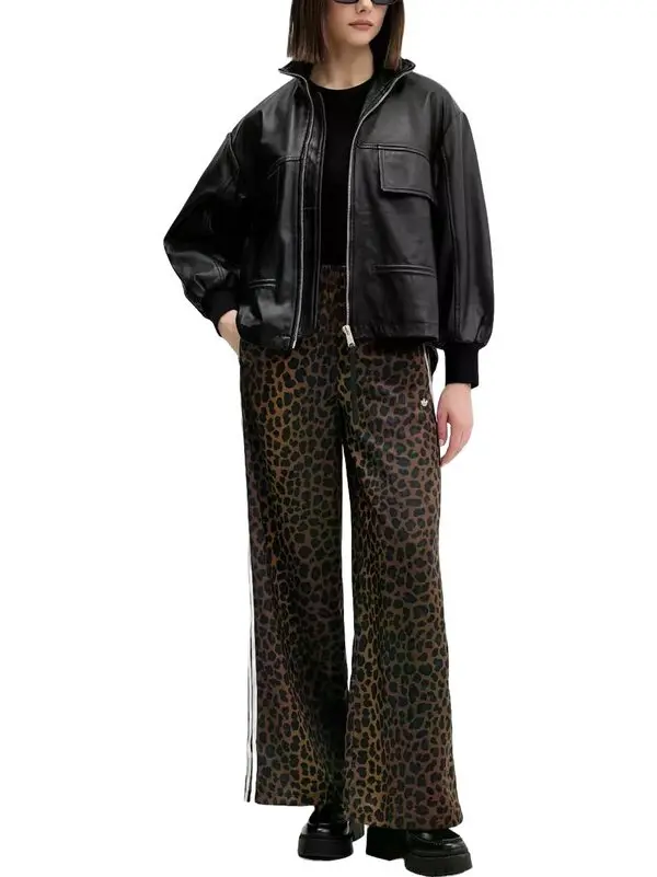 Adidas Leopard Print Wide Leg Track Trousers - Brown