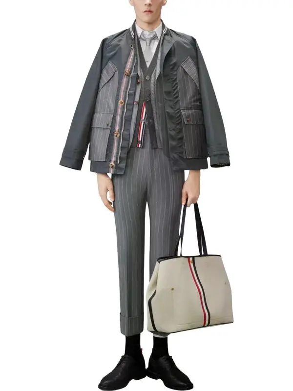 Thom Browne Wool Cable-knit V-neck Cardigan - Grey