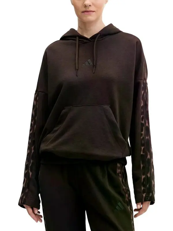 Adidas Leopard Print Drawstring Hoodie - Brown