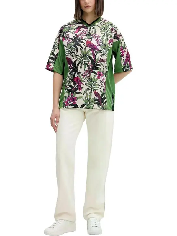 Adidas Farm Rio X Floral Print V-neck T-shirt - Green