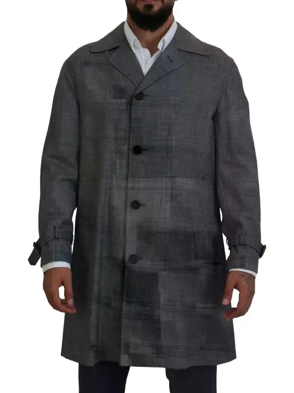 Dolce & Gabbana Plaid Notched-lapel Coat - Grey