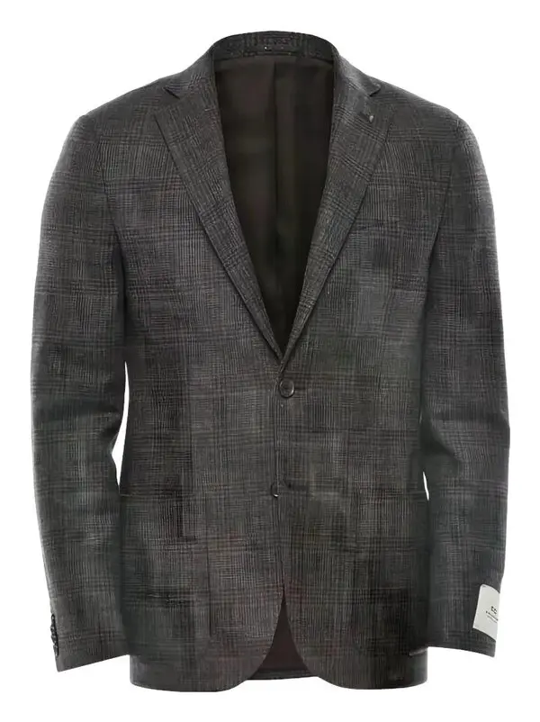 Corneliani Checked Single-breasted Blazer - Grey