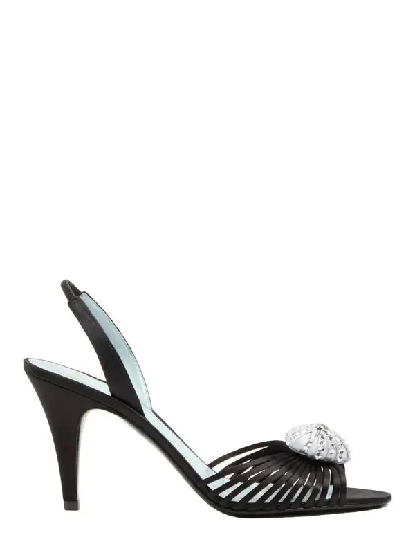 Valentino Garavani Coeur Royal Satin Sandal 85mm - Black