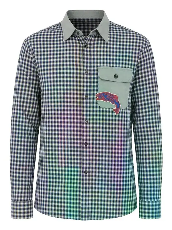 Dsquared2 Checked-pattern Patch-detail Shirt - Blue