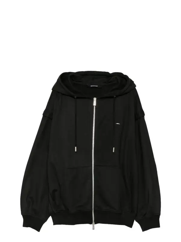 SONGZIO Graphic Embroidered Zip-up Hoodie - Black