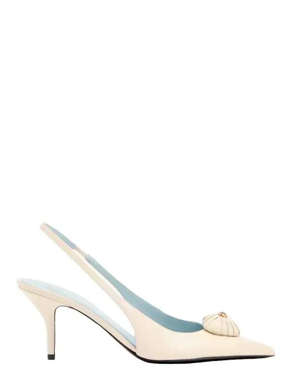 Valentino Garavani Coeur Royal Slingback Pumps In Kidskin 75mm - Neutrals