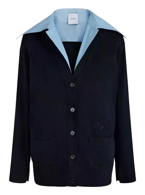 PATOU Poplin-collar Cardigan - Blue