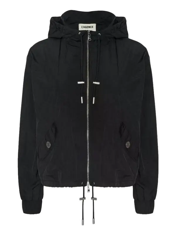 L'Agence Miro Hooded Windbreaker - Black