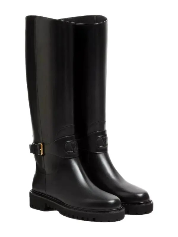 Valentino Garavani Vlogo Signature Buckle Detail Boots - Black