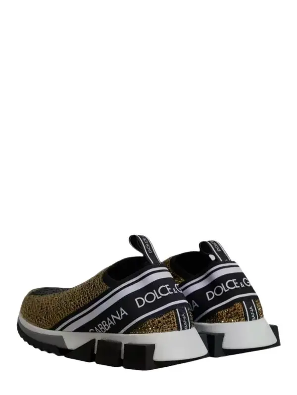 Dolce & Gabbana Sorrento Rhinestone Embellished Slip-on Sneakers - Gold