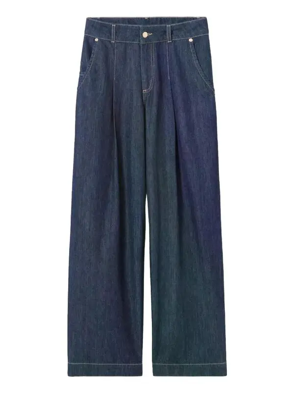 Claudie Pierlot Pleated Wide-leg Jeans - Blue