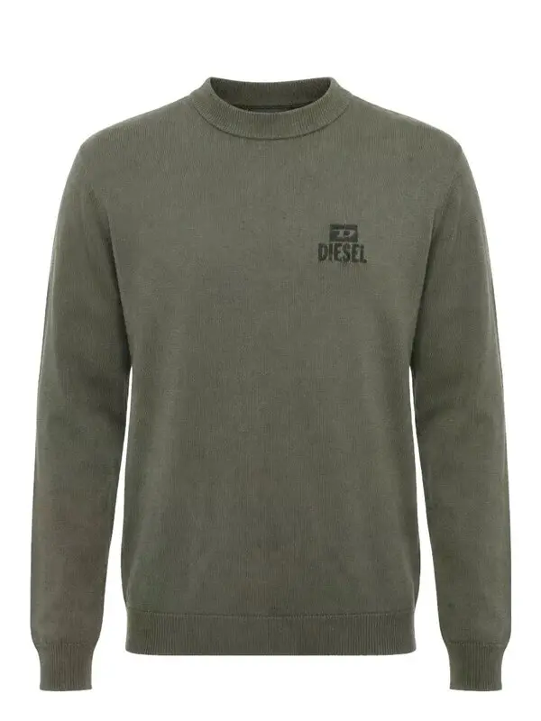 DIESEL® Embroidered Logo Crew Neck Sweater - Green