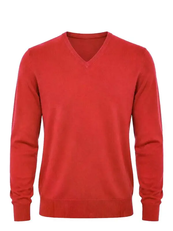 Malo V-neck Cashmere Fine-knit Top - Red