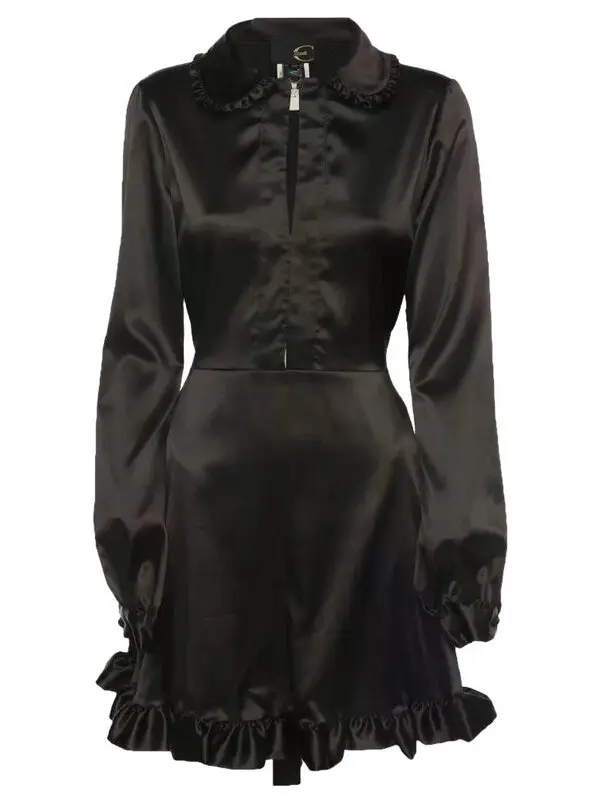 Just Cavalli Ruffle-trim Belted Mini Dress - Black